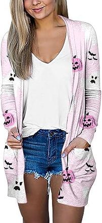 Generic Cardigans pour femme - Court - Rouge - Avec ouverture sur le devant et l&eacute;ger - Haut Duster d&eacute;contract&eacute; pour femme, Rose, XXL