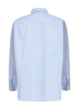 Maison Margiela Mens Poplin Shirt Light Blue-White Cotton