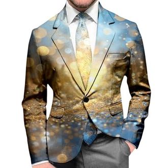 Generic Veste pour homme - Imprim&eacute; 3D multicolore - Costume de carnaval - Blazer slim fit - Aspect paillet&eacute; - Veste de costume amusante - Veste de f&ecirc;te pour c
