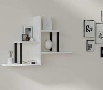 Hanah Home Modern Wall Shelf, White, 60 x 90 x 20 cm | 100% Melamine Coated Particle Board, 18 mm Thick | Stylish & Functional Storage Solution for Any Room