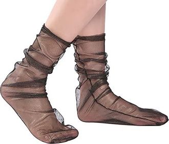 Generic Lot de chaussettes en dentelle pour femme, Noir, Taille unique