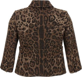 Dolce & Gabbana Leopard Jacquard Wool Blazer - Brown