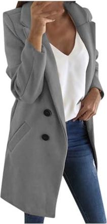 Generic 2026 Vestes pour femmes m&eacute;lange manteaux manteaux &eacute;l&eacute;gants en laine f&eacute;minine mince v&ecirc;tements dext&eacute;rieur veste longue femme, gris, 4XL