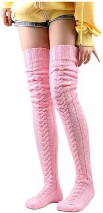 Generico Chaussettes hautes &agrave; la cuisse tricot&eacute;es, v&ecirc;tements de printemps l&eacute;gers pour les femmes, rose, 105cm