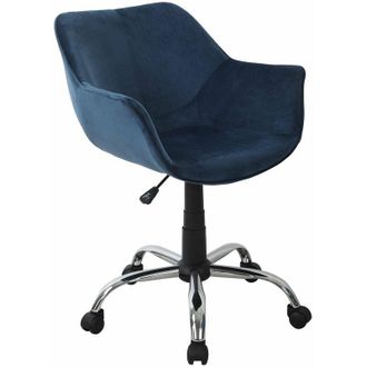 Decorspace Decor Space - B&uuml;rostuhl mit Rollen Mosca im blauem Samt f&uuml;r modernen Schreibtisch