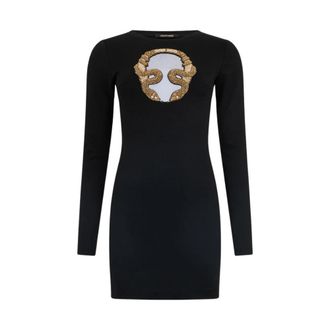 Roberto Cavalli Mini-Kleid mit Goldstickerei - - Dresses - Damen - Schwarzk - M