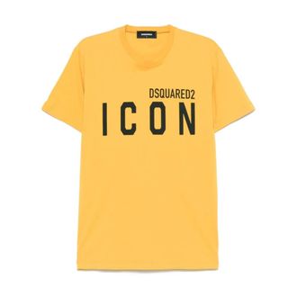 Dsquared2 Sonnenblumen-gelbes T-Shirt mit Rundhalsausschnitt - - Tops - Herren - Gelb - XS