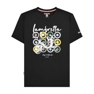 Lambretta T-shirt r&eacute;tro scooter pour homme, Noir, L