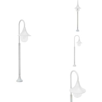 vidaXL Garten-Pollerleuchte E27 120 cm Aluminium Wei&szlig; - Gartenleuchte - LED-Lampe - Au&szlig;eleuchte - Poollicht - Stehlampe