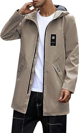Generic Manteau Hiver Homme,Manteaux dext&eacute;rieur pour hommes &agrave; coupe ajust&eacute;e longueur moyenne fermeture &eacute;clair Trench-Coat &agrave; capuche design moderne et fonction