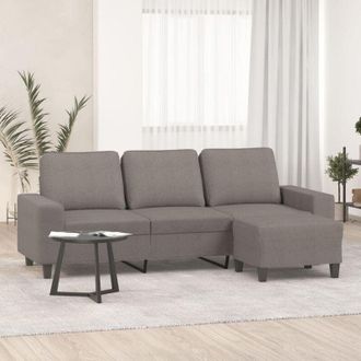 vidaXL 3-Sitzer-Sofa mit Hocker Taupe 180 cm Stoff Vidaxl