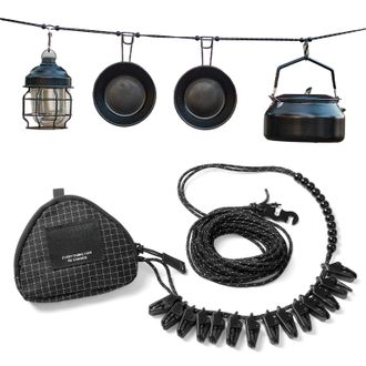 Generico Laundry Line - Reflektierende Reisekleidung, tragbar, winddicht, mit Clips f&uuml;r Trocknungskleidung | Reflektierendes Seil mit Clips f&uuml;r Camping, Hiking