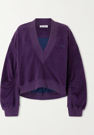 The Attico Sweatshirt Aus Velours Aus Einer Baumwollmischung Mit Stickerei - Lila