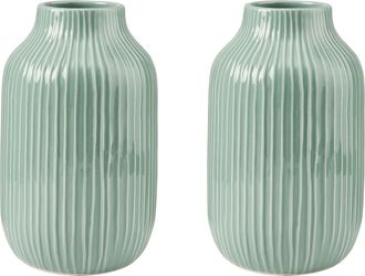 Butlers Vase Hanami 2er-Set Dolomit Pastellgr&uuml;n H&ouml;he 24cm | Dekovase f&uuml;r Tischdeko, Blumenvase f&uuml;r Regal | Dekoration Fensterbank Deko Wohnzimmer