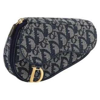 Dior Pre-owned Toile pochettes-minaudieres - Femme - Pre-owned - Bleu - Taille: ONE Size
