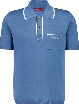 Gucci Poloshirt mit Intarsien-Logo - Blau