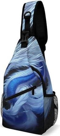 Generic Sacoche Port&eacute; &eacute;paule Art du Dragon Blanc Antivol Sac Bandouli&egrave;re Polyester Sac &agrave; Dos Militaire pour Randonn&eacute;e Voyage &eacute;cole