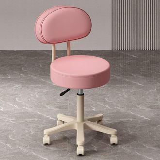 Generic Ergonomischer Hocker B&uuml;ro mit Rollen H&ouml;henverstellbarer 43-52cm, Hocker mit Lehne f&uuml;r Schminktisch Kosmetikhocker, Erh&auml;ltlich(Natural)