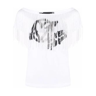 Love Moschino T-shirt Bianca S/barca+frange - - Tops - Damen - Wei&szlig; - L
