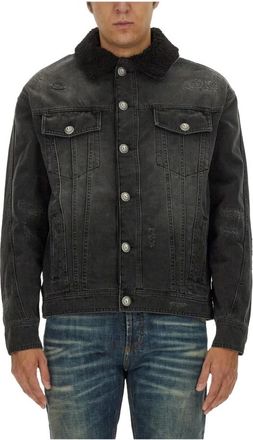 Balmain Homme, Vestes, Noir, Taille: M Faded Denim Jacket