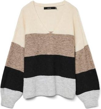 Vero Moda Vmdesma Ls Pull &agrave; col en V GA Boo Tricot, Bouleau, M Femme