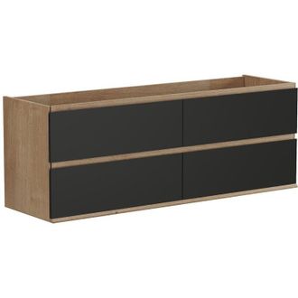 Vente-Unique Vente-unique - Meuble sous vasque suspendu - Coloris naturel clair et noir - 150 cm - saburi