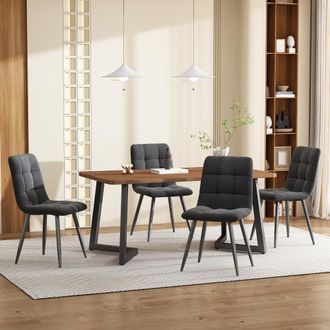 Generic Esstisch mit 4 St&uuml;hlen Set, rechteckiger K&uuml;chentisch mit stabilen Metallbeinen, modernes Essgruppe-Set f&uuml;r Esszimmer oder Wohnzimmer, kompakte Tisch u