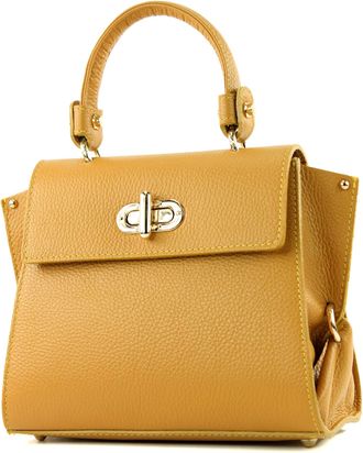 modamoda.de T182 - ital. Damen Henkeltasche Klein Leder, Farbe:Senfgelb