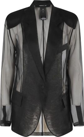 Federica Tosi Femme, Vestes, Noir, Taille: 38 FR Blazer en organza de soie