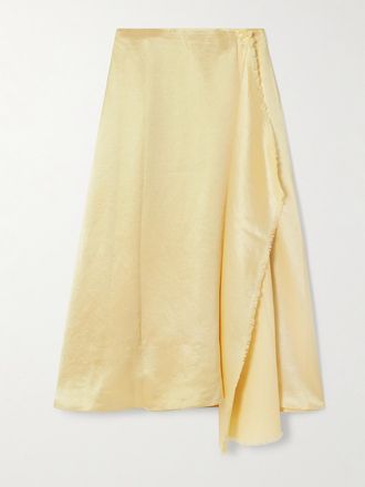 Abadia Jupe Longue Portefeuille En Doupion Effilé À Drapé Verlap - Jaune