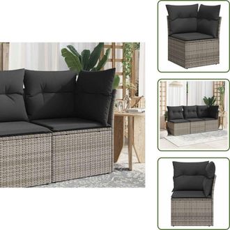 vidaXL Garten-Ecksofa mit Kissen Grau Poly Rattan - Gartenm&ouml;bel - Ecksofa - Outdoor M&ouml;bel - Terrassenm&ouml;bel - Lounge Set