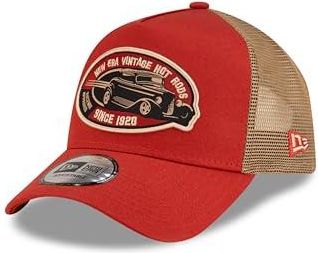 New Era Casquette de Camionneur Voiture réglable Chapeau Voiture de Collection Hot Rod Maille visière courbée Rouge Beige