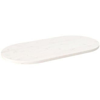 vidaXL Dessus de table blanc 110x55x2,5 cm bois de pin massif ovale