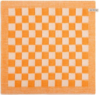 Knit Factory K&uuml;chentuch Block - K&uuml;chenhandt&uuml;cher - Abtrockent&uuml;cher f&uuml;r die K&uuml;che - K&uuml;chen Must Haves - Block Motiv - Ecru/Orange - Traditioneller Look - 50x50 cm