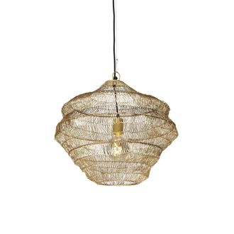 QAZQA Orientalisch Orientalische Hängelampe I Pendellampe I Pendelleuchte Gold I Messing 45 cm x 40 cm - Vadi I Wohnzimmer - Stahl Rund - LED geeignet E27
