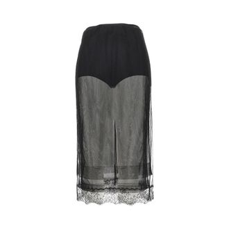Dolce & Gabbana T&uuml;ll-Midirock - - Skirts - Damen - Schwarzk - S