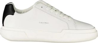 Calvin Klein Homme, Chaussures, Blanc, Taille: 45 EU Baskets Homme en Cuir Blanc