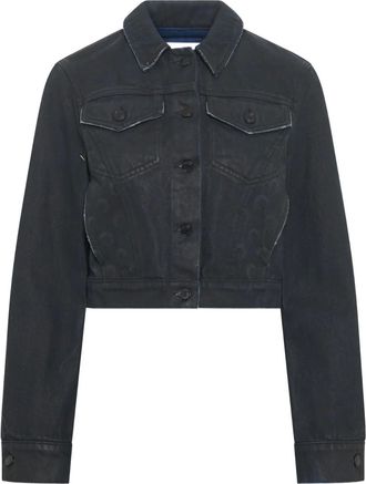 Marine Serre Gewachste Moon Jeansjacke - Schwarz