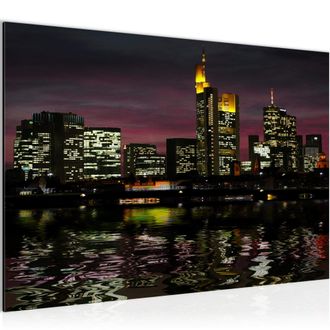 Runa Art Bild Frankfurt am Main Modern Wandbilder Wohnzimmer Schlafzimmer 1 Teilig - Made In Germany - Stadt Skyline Schwarz Flur 600815a