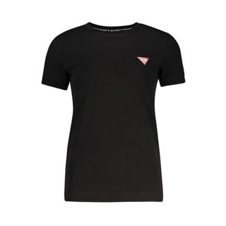 Guess Femme, Tops, Noir, Taille: 40 FR T-shirt en Coton Noir avec Logo