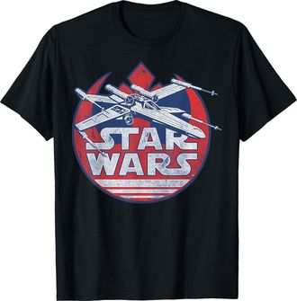 Star Wars X-Wing Fighter Portrait Rebellion Logo Background T-Shirt