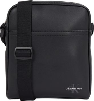 Calvin Klein Herren Umhängetasche Mono Logo Reporter mit Reißverschluss, Schwarz (Black), Einheitsgröße