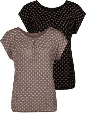 Lascana Kurzarmshirt mit Kellerfalte am Ausschnitt (2er-Pack) aus weichem Viskose-Stretch