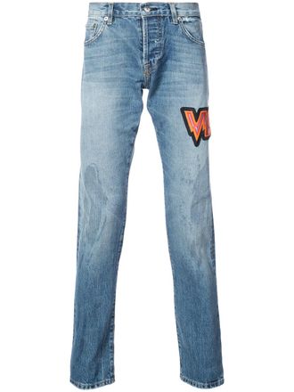 Visitor On Earth jean slim à logo appliqué brodé - Bleu