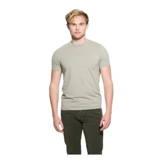Guess Homme, Tops, Vert, Taille: M T-shirt en Coton - Vert Col Rond Manches Courtes