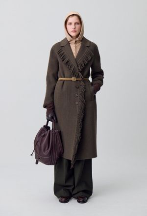 Claudie Pierlot Langer Mantel mit Fransen