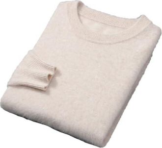 Generic Pull &agrave; col rond en 100 % cachemire de vison pour homme Grande taille, beige, XL