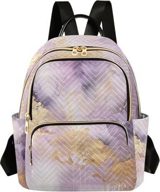 Mnsruu Mini sac à dos pour femme, violet, marbre, doré, fluide, petit sac à dos tendance pour femme, sac à dos décontracté, Multi1182, S