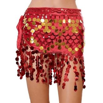 Generic Jupe Paillette Femme Jupes Sequin Jupe de Danse du Ventre avec Franges Paillettes et Cha&icirc;ne de Taille pour Performance &Eacute;l&eacute;gante