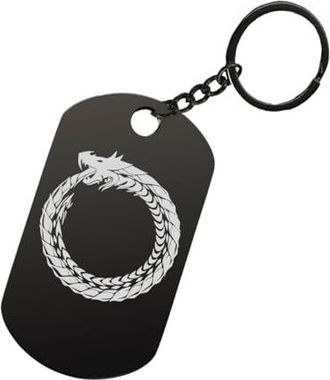 Generic Ouroboros Porte-clés en acier gravé au laser Motif serpent, Noir